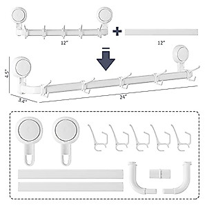 TAILI Suction Cup Towel Bar & Shower Caddy 2 Pack Bathroom Oragnizer Shelves for Shower, Removable Drill-Free Plastic Bathroom Accessories