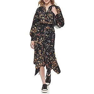 KARL LAGERFELD PARIS Women's Everyday Long Sleeve Sport Dress, BLK Multi, 6