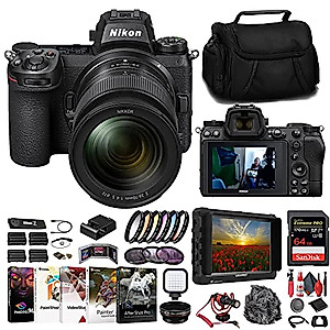 Nikon Z7 II Mirrorless Camera with 24-70mm f/4 Lens (1656) + 4K Monitor + 64GB Memory Card + Filter Kit + Wide Angle Lens + Color Filter Kit + Bag + 3 x EN-EL15c Battery + Charger + More (Renewed)