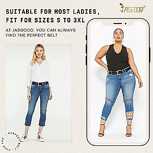 JASGOOD Plus Size Women's Leather Belt for Jeans Pants, Fashion Ladies Waist Belt with Gold Buckle