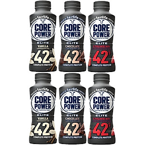 Fairlife Core Power Elite High Protein Shake Variety, (14oz Bottles, Pack of 6) with Bay Area Marketplace Napkins