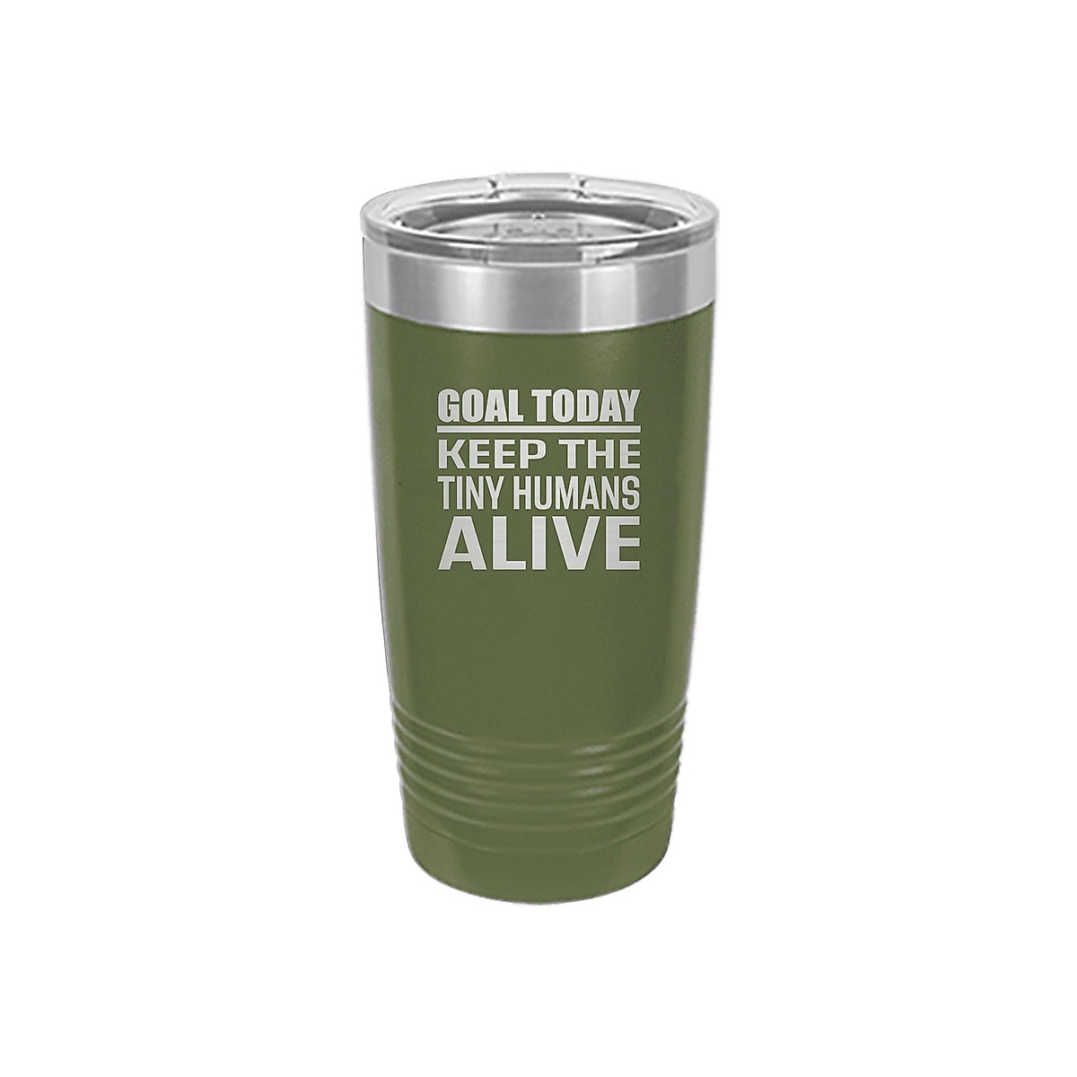 Rogue River Tactical Funny Mom Goal Today Keep The Tiny Humans Alive 20 Oz. Travel Tumbler Mug Cup w/Lid Vacuum Insulated Hot or Cold Mother's Day Gift (Green)