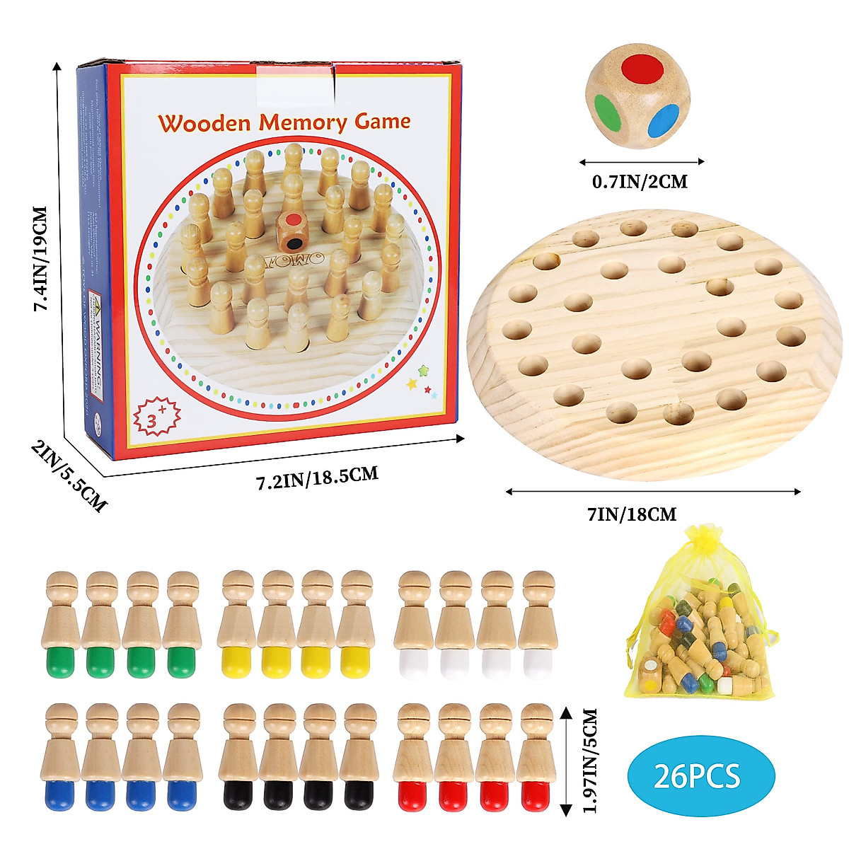 TOWO Wooden Memory Games for Children - Family Board Games for Kids and Adults -Wooden Mind Games for 3 Years Old- Wooden Educational Toys