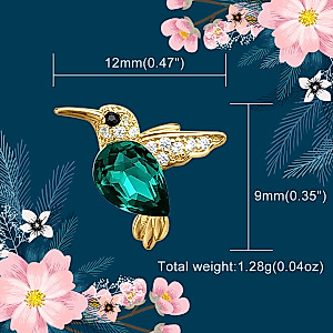 Jewever 925 Sterling Silver Hummingbird Ear Studs Blue Cubic Zirconia Earrings for Women Jewelry Gift Golden