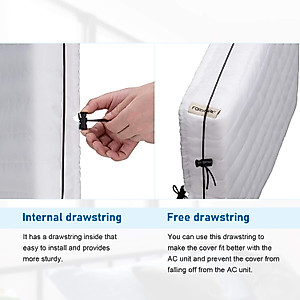FORSPARK Indoor Air Conditioner Cover, AC Covers for Inside with Free Drawstring, 21 x 15 x 3.5 inches (L x H x D) - White