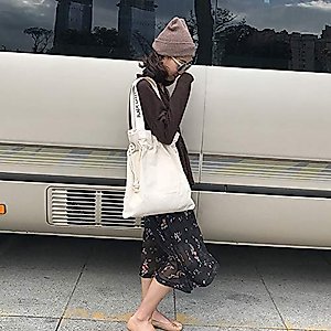 apfkkf Bucket Canvas Bag, Large-Capacity Shopping Bag, Stylish and Simple, Suitable for Ladies