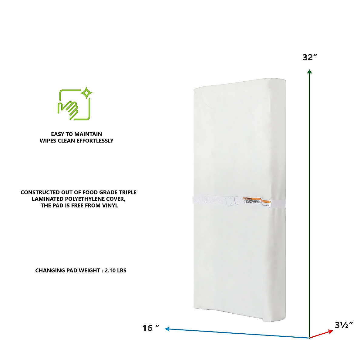 Evolur 3-Sided Contour Changing Pad with 2 Cotton Covers