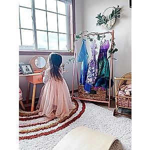 Bestier Pink Clothing Rack, Kids Clothing Rack with Bottom Storage Shelf, Sturdy Steel Dress up Rack for Girls, Kids, Childs, Baby, Toddler (15" D x 25" W x 46" H)