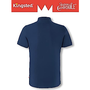 Kingsted Polo Shirts for Men - Royally Comfortable - Classic Pique Fabric - Soft Cotton Blend (Large, Navy Blue)