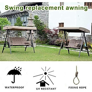 BTURYT Replacement Canopy for Swing Seat, Patio Hammock Top Cover, Replacement Canopy for Swing Seat Chair 2 Seater, Anti-UV Waterproof Cover for Garden