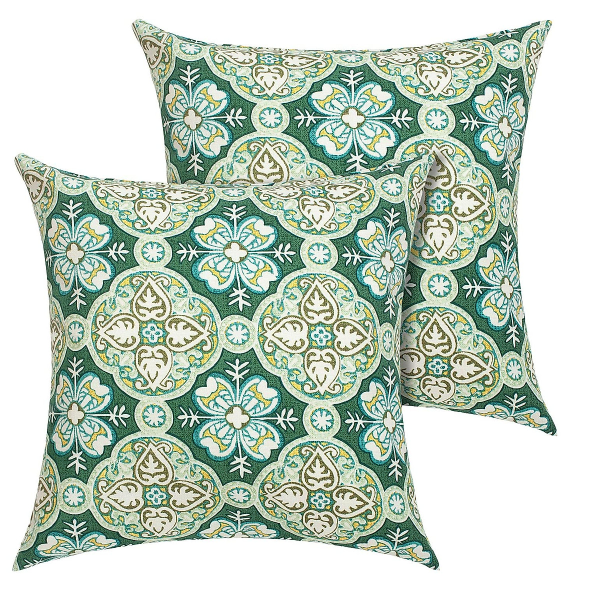 FUNHOME Set of 2 Patio Lumbar Pillows with Insert, 12”x20” Waterproof Fade Resistant Outdoor Lumbar Pillow, Decorative Garden All Weather Lumbar Cushions for Home Patio Coach Sofa Use-Green Medal