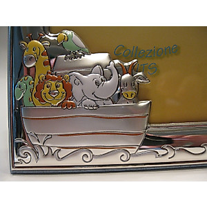 STERLING SILVER Picture Frame THE ARK (3.5" x 5)". Made in Italy (BLUE BACK)