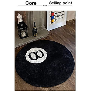 VUUEAN Round Towel Fun 8 Ball for Beach Pool Surfing Outdoor Yoga Black Area Rug, Billiard Pool Eight Ball Carpet (Black, 39.37 * 39.37)