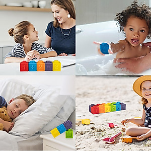 Ganowo 12PCS Mini Soft Stacking Blocks Toys, Educational Squeeze Teeth Baby Toys with Numbers Animals for 6 Months Up Baby Building Blocks Christmas Stocking Stuffers for Baby Toddlers Gifts