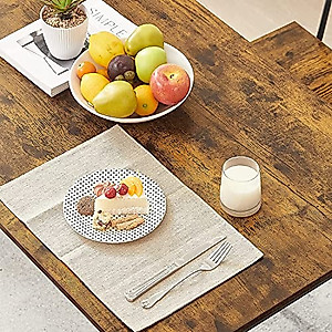 CUANBOZAM Metal and Wood Modern Dining Table Set for 4, Industrial Rectangle Kitchen Table and 4 Chairs for Dining Room Kitchen Dinette Breakfast Nook Small Space, Rustic Brown