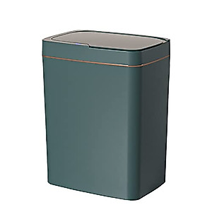 Automatic Trash Can with Lid, 3.5 Gallon Touchless Garbage Can, Slim Plastic Trash Bin Waterproof Motion Sensor Wastebasket for Living Room, Bedroom, Office, Kitchen, Green (No Battery)