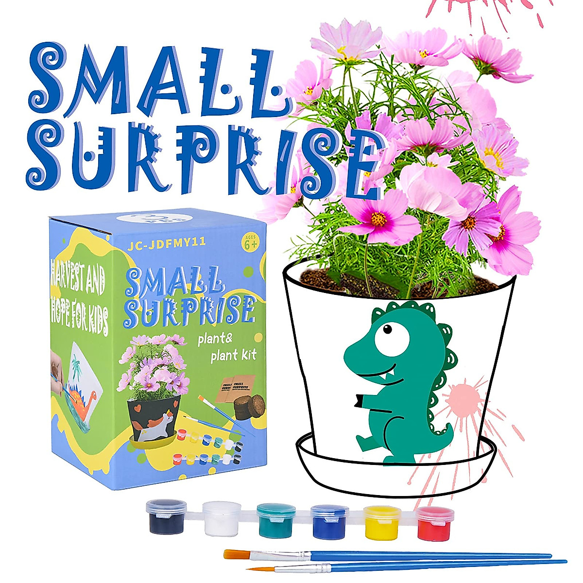 JC-JDFMY11 Paint & Plant Flower Planting Growing Kit - Kids Gardening Birthday Drawing Toys -Crafts for Girls & Boys - STEM Art & Handicraft Project Activities,Arts and Crafts for Kids 6,8-12