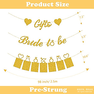 Concico Bridal Shower Decorations - Gifts Bride to be Banner and Photo Banner for Bridal Shower/Wedding/Engagement Party Kit Supplies Decorations decor(Gold)