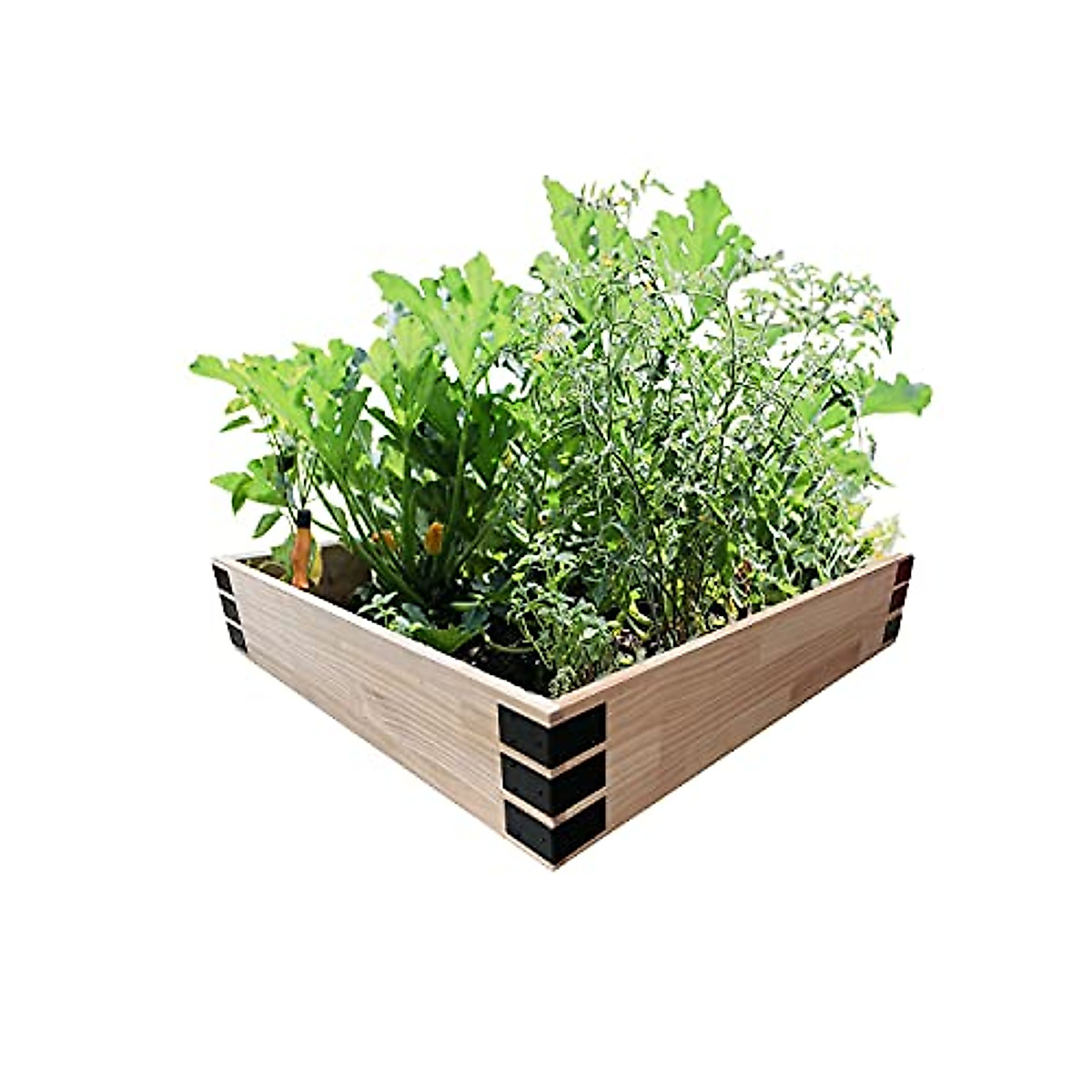 16 Pieces Raised Garden Bed Corner Brackets, Black Metal Rectangular Patio Planter Fixing Brace with Tapping Screw for Connect and Fix Flower Box, Rolling Planter