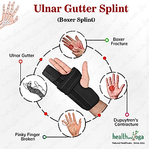 HealthAndYoga™ GuardNHeal Ulnar Gutter Boxer Splint – Must Use for Pinky Finger Splint, Boxer’s Fracture, Ulnar Gutter Wrist Brace, Metacarpal finger splint, Dupuytren's contracture - for Left or Right Hand (Large)