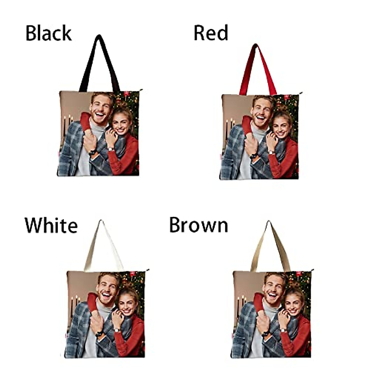 EAQ Personalized Tote Bag Custom Canvas Bag with Photo Reusable Canvas Tote Bags for Daily Use Gifts-Black-Tote Bag