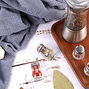 Set of 50 Pepper Shakers Mini Clear Pepper Holders Glass Cheese Shaker Kitchen Small Spice Shaker with Mesh Top for Travel Restaurant Home Wedding Camping Table Party Supplies