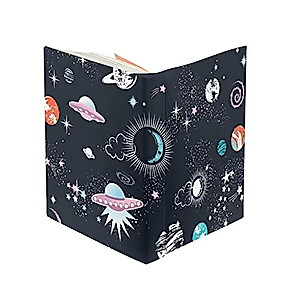 Flashideas Spacecraft Book Protector for Paperbacks Durable Premium Fabric Checkbook Cover for Women and Men Portable Textbook Cover Gift for Classmate Friend BFF