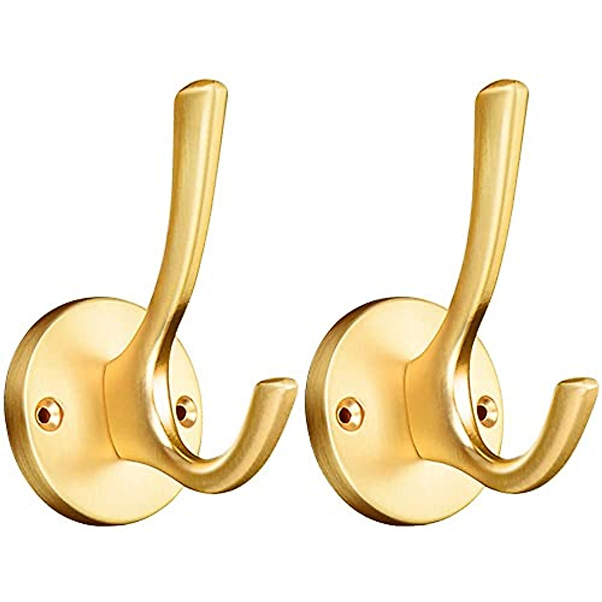 Coat Hooks Towel Hooks, Wall Metal Hooks for Hanging Coats Hat Key Hanger ,Heavy Duty Brass Decorative Metal Hooks Robe Hooks for Bathroom Kitchen Bedroom 2 Pack (Gold)