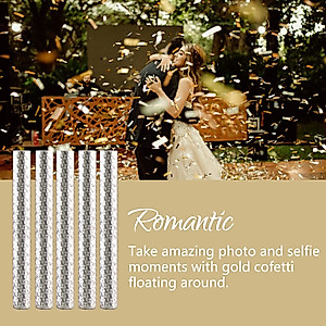 BATTIFE 8Pack Gold Confetti Sticks, Gold Metallic Confetti Poppers, Wedding Confetti Flick Flutter Shoots for Birthday Party, Graduation, Anniversary Parties Supplies, Square, 7.8inch