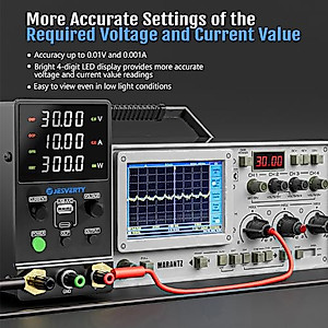 Jesverty DC Power Supply Variable, 0-30V 0-10A Adjustable Switching DC Regulated Bench Power Supply with 20W USB & Type-C Quick-Charge, Encoder Knob, Output Switch, 4-Digit LED Display - SPS-3010M
