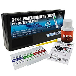 3 in 1 Water Quality Multi-Parameter pH EC Temperature Meter Tester Monitor Sensor Probe Test Kit ATC Waterproof Black-Light for Aquariums Hydroponics Laboratory Pool Spa Drinking Water