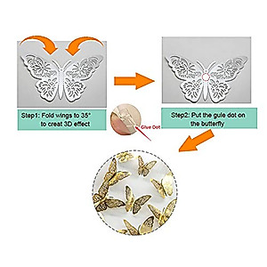 48pcs Gold Butterfly Decorations - Gold Butterfly Wall Decals 3 Sizes Butterfly Stickers for Party Cake Decorations Girls Kids Baby Bedroom Bathroom Living Room Birthday (Gold)