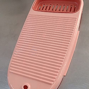 Angoily Laundry Washboard Plastic Laundry Washboard Portable Anti Skid Washing Board Old Fashioned Laundry Washer Manual Clothes Washing Tool for Home Travel Pink