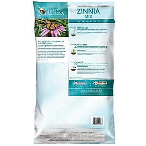 Earth Science Zinnia Mix from Earth Science (6 lb), 3-in-1 Mix with Premium Wildflower Seed, Plant Food and Soil Conditioners, Non-GMO