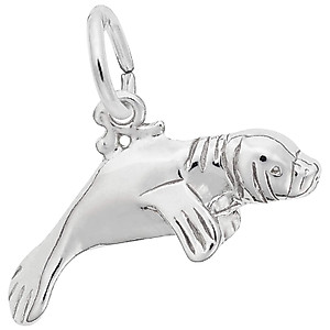 Rembrandt Charms Manatee Charm, Sterling Silver