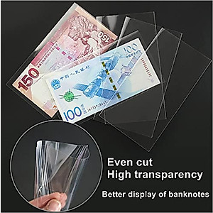 Dollar Bill Holder with Storage Case, MUDOR PP Material 100 Pieces Clear Paper Money Currency Collection Sleeves Protector Bag, Banknotes Protector Slab Holder