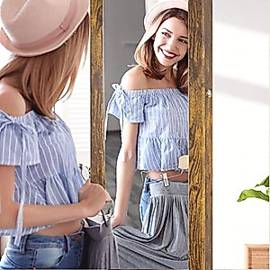 Ntufrest Mirror Jewelry Organizer, Upgraded 6 LED Lights Wall/Door Mounted Jewelry Armoire Cabinet, Full Length Mirror with Storage, Lockable Makeup Organizer and Storage