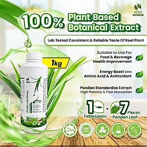 2 Bottles Natural Color Chlorophyll of Pandan Leaf Extract Concentrate for Bakery & Beverage (1000g),Vanilla of The East, Fresh Natural Asian Gourmet Baking Ingredient, Natural Flavor,