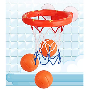 Deerbb Baby Bath Toys Basketball Hoop & Mini Balls Set for Toddlers Boys Girls, Bathtub Playsets for Kids 1 Years Old+
