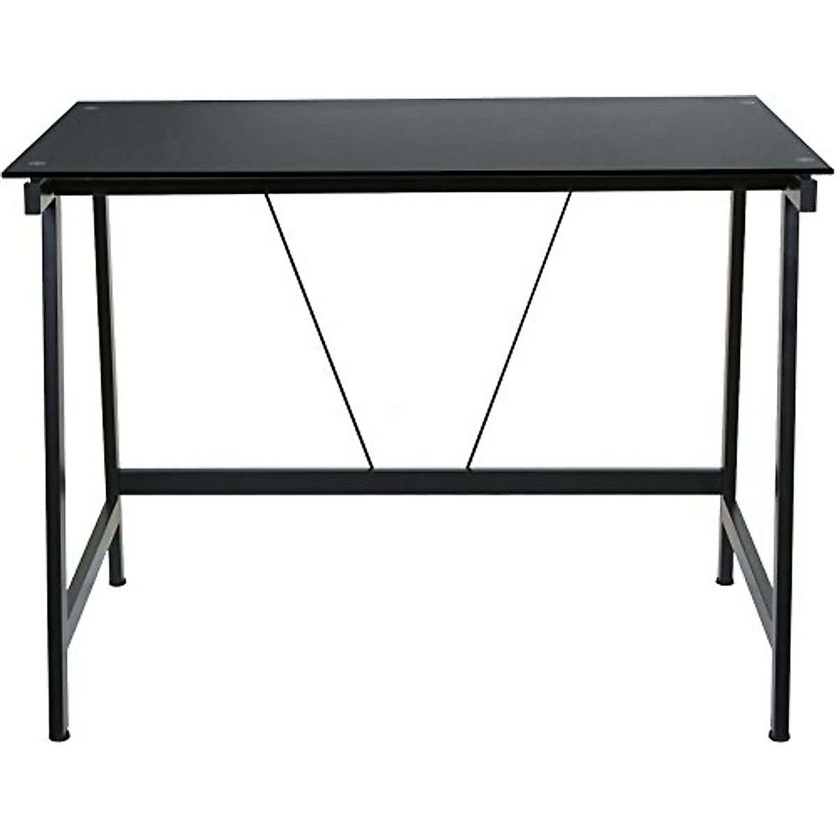 OneSpace Contemporary Glass-Top Desk for Small Spaces, Small Writing Desk, Black