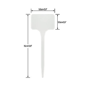 KINGLAKE GARDEN Large Plastic Plant Labels 6 Inch 50 Pack White Durable Extra Large T-Style Plastic Plant Labels for Flower beds,Plant pots