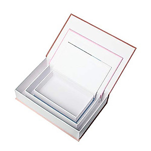 ANZON MORIES Decorative Box Set, 3 Packs, Memory Book Box Modern Magazine Style Storage for Secret Hidden, Home Bookshelf Décor, Large 12", Med 10" Small 8"