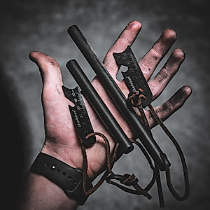 überleben Ferro Rod Fire Starter for Survival w/Multi-Tool Fire Striker, Lanyard - 8" Long, 1/2" Thick Fire Steel, 20,000 Strikes - Waterproof Flint and Steel - Camping Fire Starter Rod