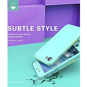 LOVE BEIDI iPhone 8 7 Waterproof Case Cover Built-in Screen Protector Fully Sealed Life Shockproof Snowproof Underwater Protective Cases for iPhone 8 7-4.7" (Cyan/Green/Mint Green)