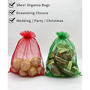 Jexila 120PCS Sheer Organza Bags 5X7 inches Mesh Drawstring Gift Bags Small for Jewelry Wedding Party Baby Shower Favor Bags (Rainbow 5X7)