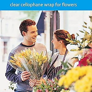 POPGIFTU Clear Cellophane Wrap Roll | Unfolded 34 Inches Wide X 148 Feet Long | 3 Mil Thicken Cellophane Roll for Baskets Gifts Flowers Food Safe Cello Rolls