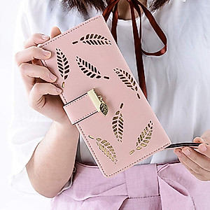 Wallet-NEWANIMA Women Multi-card Two Fold Long Zipper Clutch Purse (Style9-Pink)