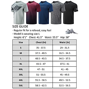 5 Pack Men’s Active Quick Dry Crew Neck T Shirts | Athletic Running Gym Workout Short Sleeve Tee Tops Bulk (Set 3, X-Large)