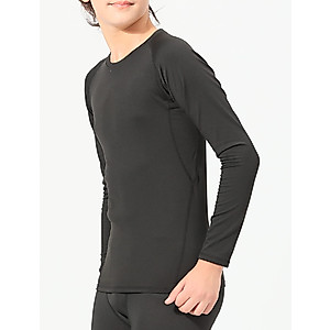 Rolimaka 3 Pack Boys' Girls' Compression Shirts Youth Long Sleeve Undershirt Sports Moisture Wicking Baselayer 2Black 1White XS