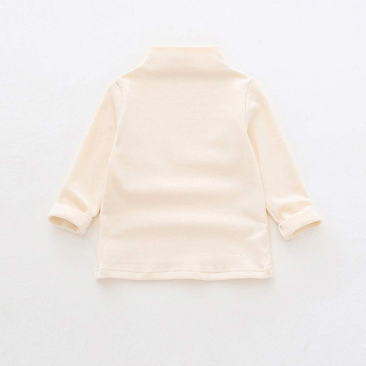 MODNTOGA Toddler Turtleneck Baby Girl Boy Long Sleeve Shirt Solid Color Mock Neck Shirt Knitwear Blouse Fall Winter Clothes (Cream-Coloured, 80(12-18Months))